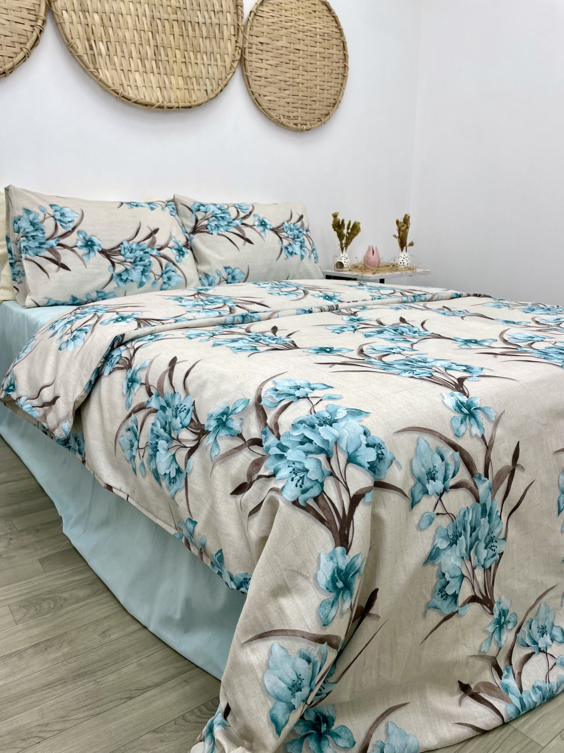 Çiçekli Nevresim Takımı Çift Kişilik – Kurular Tekstil – Organik Tekstil